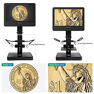 JOYALENS JL249PS 3 Lenses 10 Inch HDMI LCD Digital Microscope, UHD 4000× 24MP Biological Microscope with Prepared Slides, Coin Microscope for Full-Size Coins Error Coins, PC/TV Compatible, 32G Card