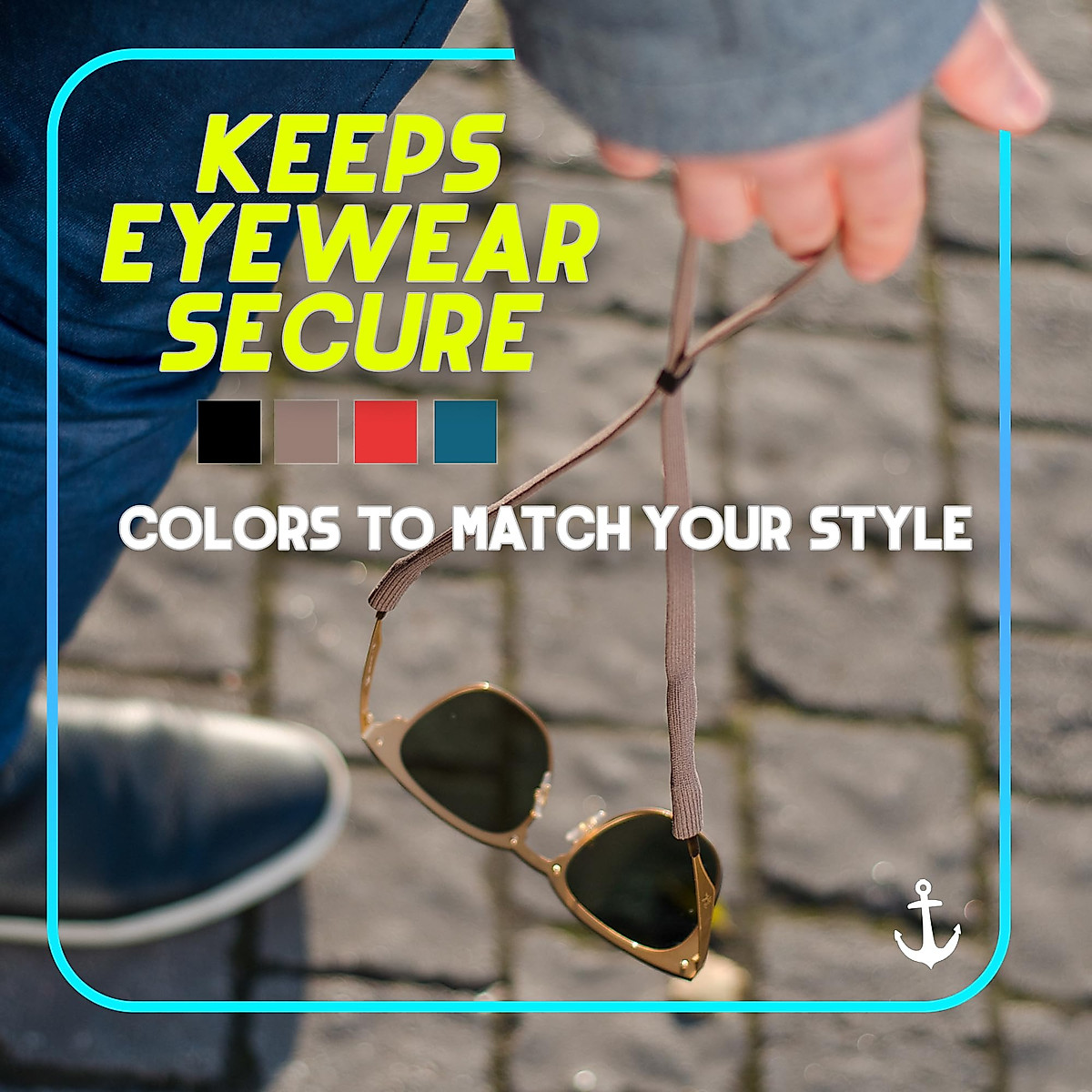 Anchor Glasses Straps Glasses Strap 4 Pack Sunglasses Strap Adjustable Stretch Universal Fit for Kids to Adult Sport Eyewear Holder Retainer