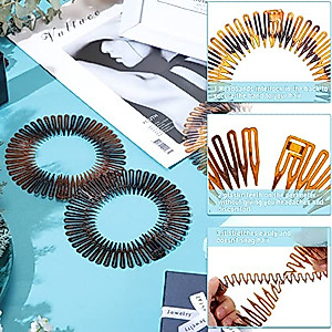 9 Pieces Circular Flexible Plastic Hair Combs and Headbands for Women Girls, 3 Colors (Yellow Leopard, Red Leopard, Tortoise Shell)