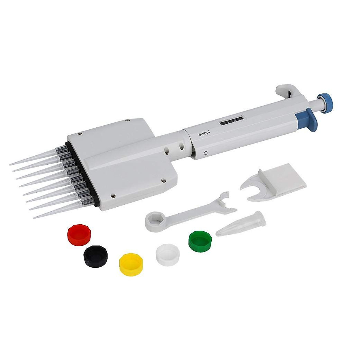 8-Channel Multichannel Pipett Adjustable Pipettor Micro Pipette High-Accurate 5-50μl + 8 Tip