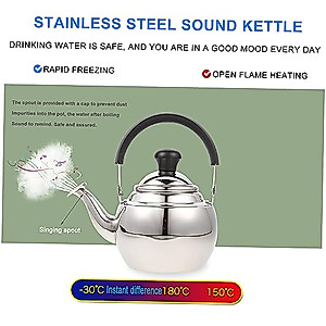 GRADENEVE Stainless Steel Kettle Whistling Coffee Pot Whistling+kettle+with+removable+spout Steel Gas Tea Kettle Whistling Coffee Kettle Boiling Teapot Espresso Machines Teapot for Silver
