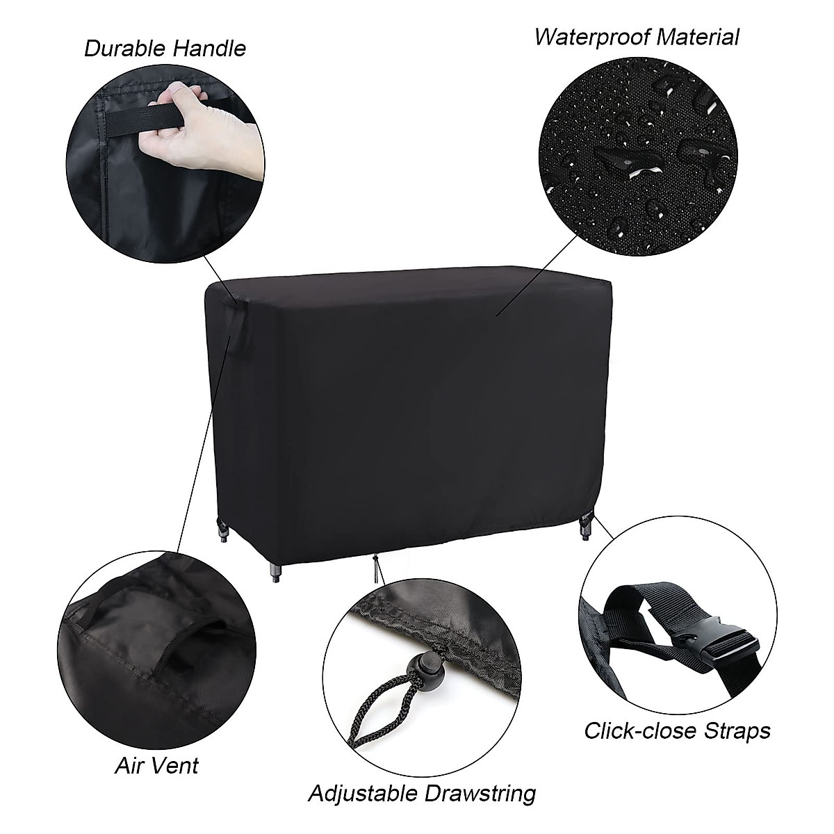 Kingling Outdoor Table Cover for Outdoor Bar Table, 55 Inch Waterproof Patio Bar Table Cover Outdoor Bar Prep Table Cover - 55''L x 19''W x 36''H