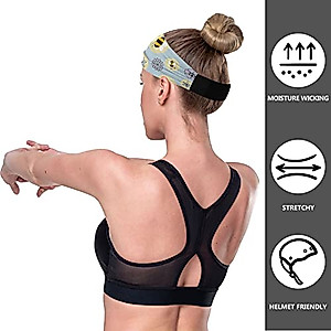Unisex Workout Headbands Cartoon-bee-Flower Elastic Yoga Sweatband Stretchy Sports Hairband