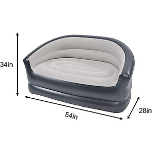 Folding Portable Inflatable Double Sofa, Lazy Flocking Two-Seater Lounge Chair with Electric Air Pump - Great for Pop Up Indoor Living Room and Outdoor Balcony, Backyard, Camping, Picnic, RV