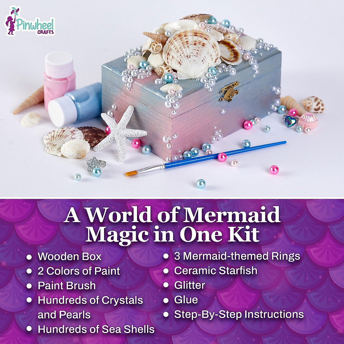 Unicorn Pillow Kit & Mermaid Jewelry Box Kit Bundle - Fun DIY Arts and Crafts Project for Kids Ages 6 7 8 9 10 11 12 - Great Gifts for All Occasions