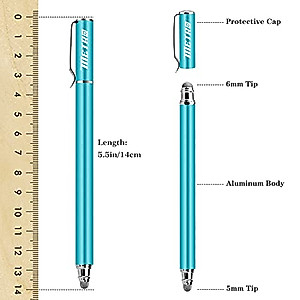 METRO Universal Stylus Pens for Touch Screens - High Sensitivity Capacitive Stylus Fiber Tips 2 in 1 Touch Screen Pen with 8 Extra Replaceable Tips for iPad iPhone and All Other Tablets & Cell Phones
