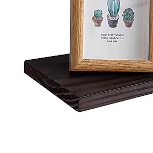 PENGKE Wall Mounted Floating Shelves Ledge 16 Inch Long,Picture Shelving Ledge for Home Decor,Brown Set of 3