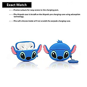 Airpods Pro Silicone Case Funny Cover Compatible for Apple Airpods Pro[3D Cartoon Pattern][Designed for Kids Girl and Boys][Big Ear Stitch] (Blue)