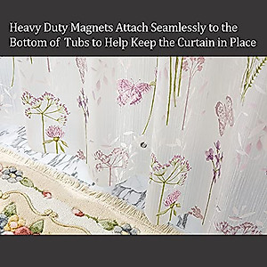 TOOFN Shower Curtain Liner Wild Flowers and Butterflies Design PEVA Odorless Water Proof (Floral, 72" W*72" L)