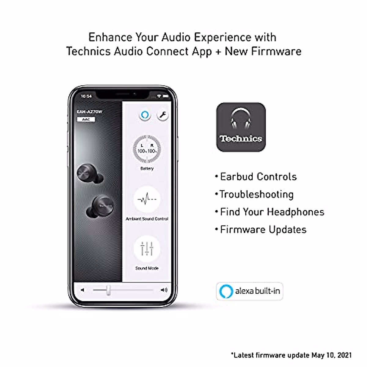 Technics True Wireless Earbuds | Bluetooth Earbuds | Dual Hybrid Technology, Hi-Fi Sound, Compact Design | Alexa Compatible | (EAH-AZ70W-K), Black (Discontinued by Manufacturer)