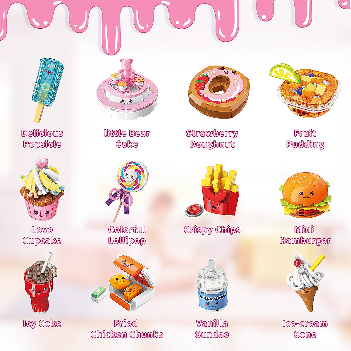 QMAN Educiro Party Favors Toy Assortment, Play Food Party Favors for Kids, Girls Birthday Building Blocks Themed Party Supplies, Gifts Mini Building Toys for Christmas Party Favors, Birthday Gift