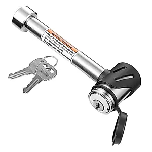 CZC AUTO Hitch Receiver Pin Lock Stainless 5/8 Inch Trailer Receiver Lock for Class III IV 2 2-1/2 Inch Receiver, Fits Hitch Bike Rack Tray Ball Tow Rope for Trailer Truck Car Boat (1PACK, Silver)