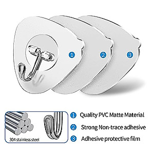 ASOFFI 37 Pack Triangular Self Adhesive Hooks, Waterproof and Oil Proof Seamless Utility Wall Hooks for Home Kitchen Bathroom Chistmas Wreath Light Hanger (37)