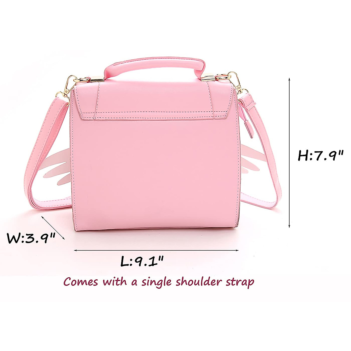 XTAPAN Women's Fashion Top Handle Cute Angel Wings Cross Body Shoulder Bags Girls Kawaii Handbag Small Lightweight Wallets Casual Purse Zipper bag For Daughter's Friend's Birthday Gifts 9.1" Dark Pink