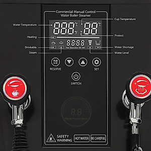 Commercial Milk Frother, 12L Electric Steam Milk Frothing Machine Espresso Coffee Milk Foam Machine with LED Display, Steam Water Boiling Machine for Cafe Coffee Tea Shop 110V 3000W (Black)