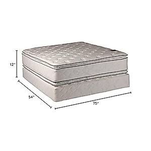 Dream Solutions Pillow Top Mattress and Box Spring Set (Full 54"x75"x12") Double-Sided Sleep System with Enhanced Cushion Support- Fully Assembled, Great for Your Back, Longlasting Comfort White