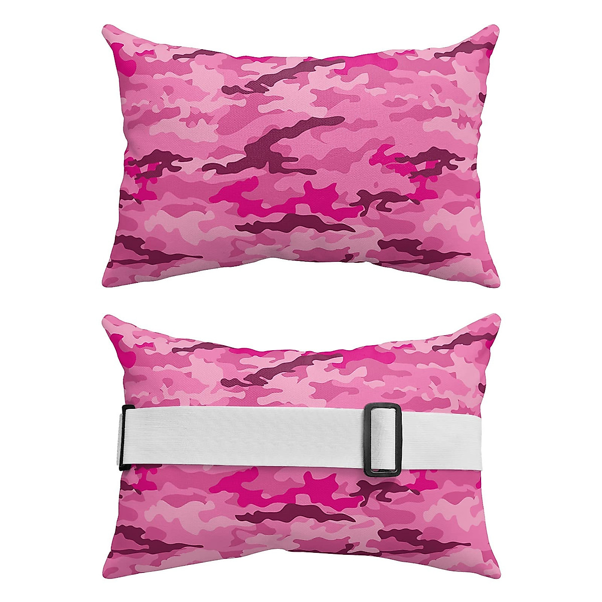 LUSWEET Beach Pillowcases Camouflage Netting Camo Pink Pool Pillowcases 2 Pillow Cases with Adjustable Elastic Tape Band Waterproof Pillowcases Camping Pillow Shams for Outdoor