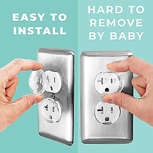 SUNGTEAK Premium Outlet Plugs Covers Childproof-Baby Safety Clear Products-Electrical Protector Caps-Child Proofing Plug Covers for Electrical Outlets (25 Pack)