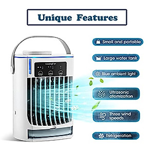 Portable Room Air Conditioners - 3 in 1 Personal Evaporative Air Cooler,3 Speeds Personal Small Air Conditioner,Portable AC Mini Air Conditioner Cooling Fan for Room Bedroom Office Desk Car Tent