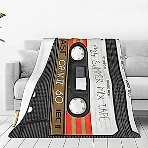 Retro Vintage 80s or 90s Fashion Style Throw Blanket Fleece Blanket Soft Cozy Warm Flannel Blanket for Living Room Couch Bed Office 50"x 40"