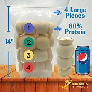 Dog Chits Beef Cheek 6", 4 Pack, Dog and Puppy Chews, Thick, Lasts for Days, 100% Cheek (not Hide), Single Ingredient, All Natural, Fully Digestible