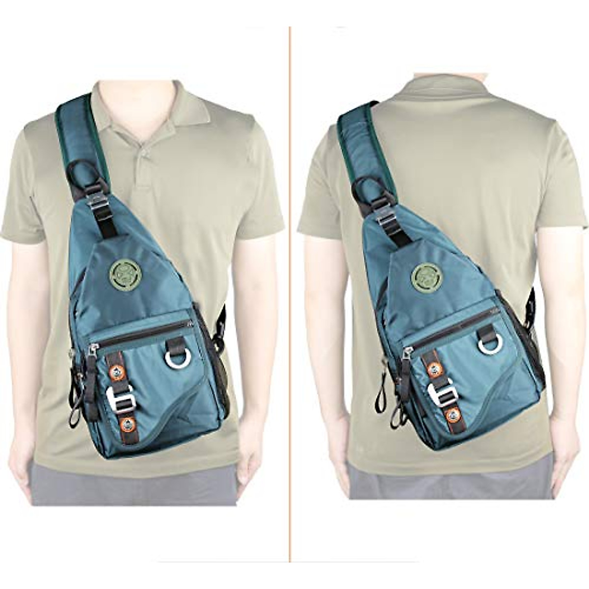 Sling Backpacks, Vanlison Sling Chest Bags Shoulder Crossbody Bags for Men Women Outdoor Travel Walking Dog Running Dark Green