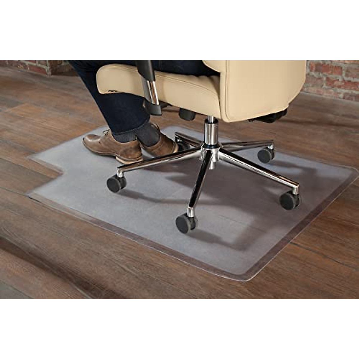 OFM Office Chair Mat for Hardwood Floor - Easy Glide Computer Desk Chair Floor Mat - Plastic Rolling Mat for Hard Floors for Work, Home, Gaming with Extended Lip (36” x 48”)