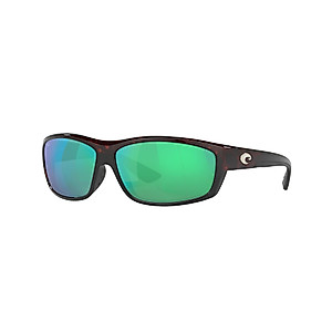 Costa Del Mar Sunglasses for Men - Saltbreak Mens Polarized Sunglasses - Fishing, Boating & Beach UV Protection - Size 65 - Tortoise/Green Mirror 580G