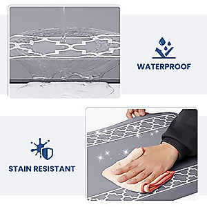 KitchenClouds Kitchen Mat Anti Fatigue, Cushioned Comfort Rugs 17.3"x 28" Grey Floor Mat Non-Slip, Waterproof Standing Desk Mat for Kitchen Floor, Home, Office, Laundry
