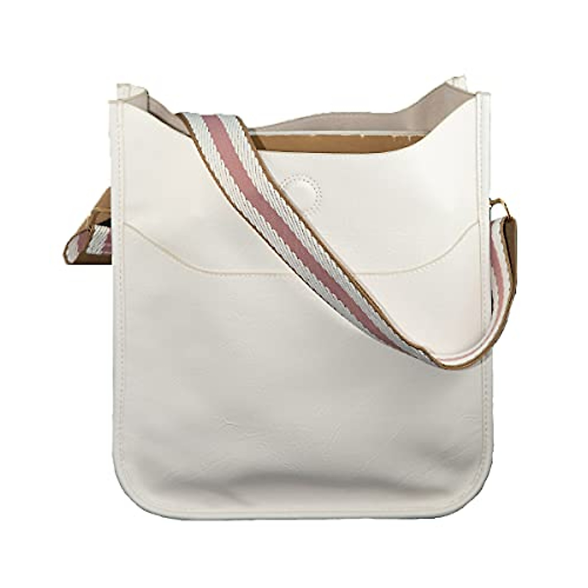 Pinafore Vegan Leather Crossbody Fashion Shoulder Bag | Soft, Magnetic Closure Handbag Purse for Women with Adjustable & Removable Guitar Strap, White