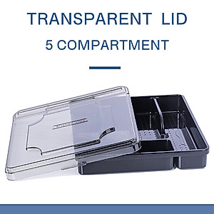 maulehua Silverware Organizer With Lid, Utensil Drawer Organizer. Removable Lid, 5 Slots Total Caddy for Flatware Cutlery Knives, Forks, Spoons.Black.