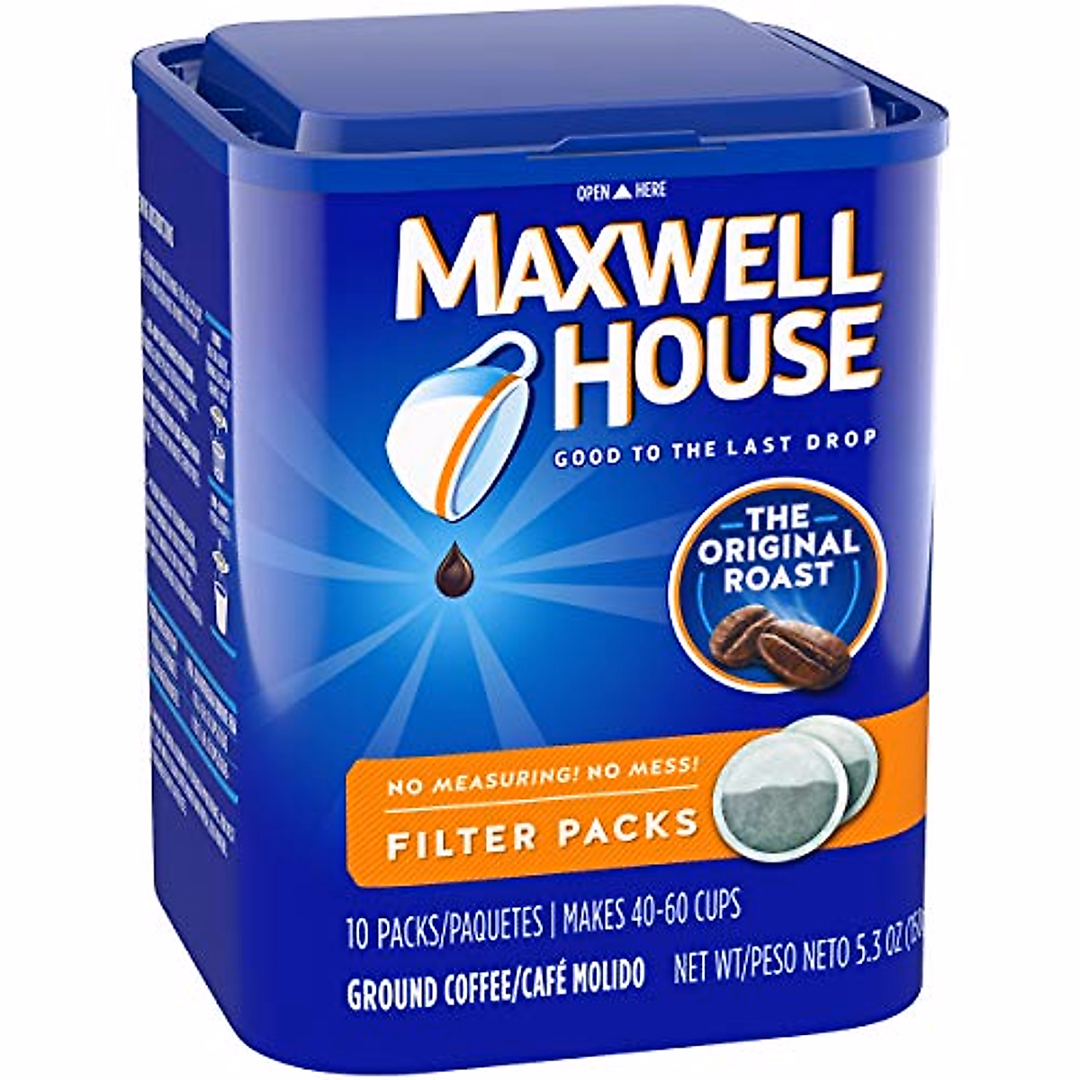 Maxwell House Original Medium Roast Ground Coffee Filter Packs (40 Filter Packs),10 Count (Pack of 4)
