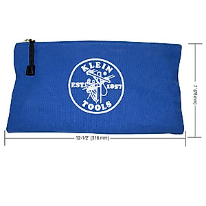 Klein Tools 5140 Canvas Zipper Bag, Tool Pouch, Tool Bag, Utility Bag, Bank Deposit Bag, 12.5 x 7-Inch, Olive/Orange/Blue/Yellow 4-Pack