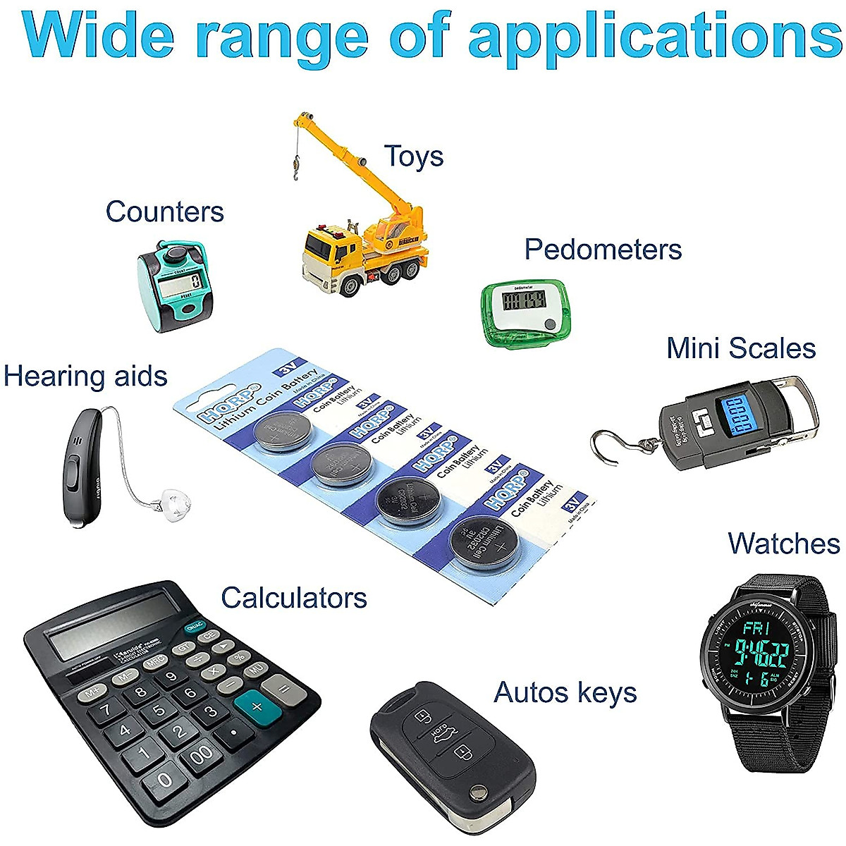 HQRP 10-Pack CR2032 3-Volt Lithium Cell Battery CR2O32 CR2032L