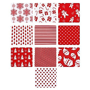 MILISTEN 50pcs Christmas Cotton Fabric Craft Bundle Squares Christmas Patchwork Sewing Quilting Fabric Plaid Check Fabric Squares Christmas Holiday Collection for DIY Sewing Quilting 15X15cm