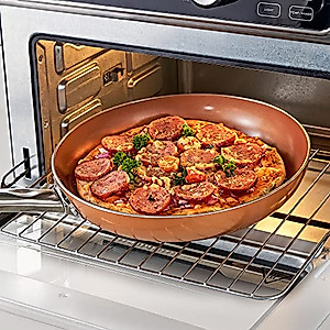 Copper Pots and Pans Set Nonstick 10-Piece Ceramic Cookware Set, Stainless Steel Handles, Dishwasher & Oven Safe, PFOA/PFAS-Free, Orange