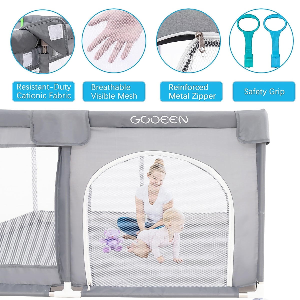 Baby Playpen,Large Playpen for Babies and Toddlers, Baby Fence Play Area with Anti-Slip Base, Safety Play Yard for Infant, Play Pens for Babys