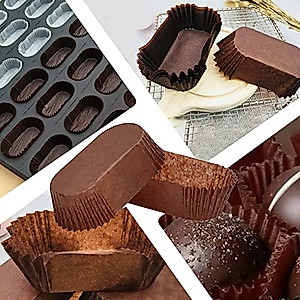 1000Pcs Oval Cake Cups, Boat Shape Paper Cups,Disposable Paper Liner Bread Loaf Pans, Loaf Liners for Baking Cupcake Muffin Bread (Coffee)
