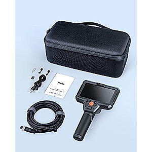 DEPSTECH 5" IPS Display Endoscope, Dual Lens Inspection Camera with Light, 7.9 mm HD Borescope, Sewer Camera with LED Flashlight, 32 GB, 5000 mAh Battery, Carrying Case, Detachable Snake Camera-16.5ft