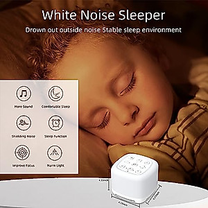 White Noise Sound Machine for Adults Baby & Night Light & Wireless Speaker 3 in 1, Portable White Noise Machine with 40 Soothing Sounds and 8 Colors Light for Sleeping, Relaxation, Privacy, Study