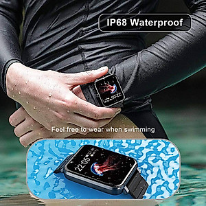 Tinwoo Smart Watch for Women Men, All-Day Activity Tracker Bluetooth Fitness Pedometer,Smart Watches for iOS, Android Phone, with Heart Rate Monitor (TPU Band Black)