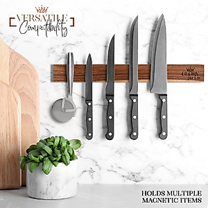 Magnetic Knife Holder for Wall - Wooden Magnetic Knife Holder - 15.7 Inch Acacia Wood Knife Holder - Kitchen Magnetic Knife Strip - Strong Magnetic Knife Bar - Space-saving Knife Rack