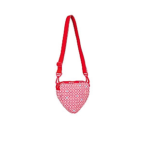LeSportsac Stamped With Love Heart Crossbody Bag, Style 3617/Color F894, Unique Heart Shaped Crossbody Bag w Petite Multicolor Hearts, Detachable & Adjustable 2 Tone Pink/Red Strap