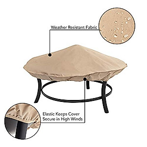 Modern Leisure Water-Resistant, 35 in Patio Fire Pit Cover, inch, Beige,Khaki