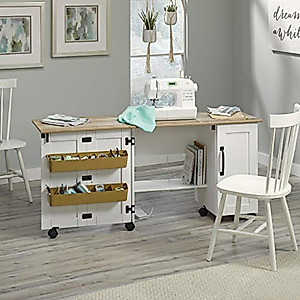 Sauder Miscellaneous Craft Cart, L: 39.29" x W: 19.49" x H: 28.54", Soft White finish