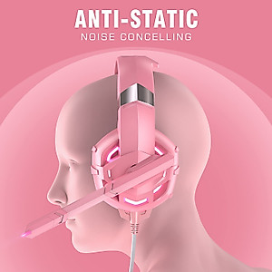 GIZORI Xbox One Headset, PC Gaming Headset with 7.1 Surround Sound Stereo, PS4 Headset with Noise Canceling Mic & LED Light, Compatible with Xbox One, PS4, PS5, PC, Sega Game Gear