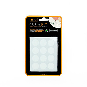 Furndiy 7/8" - 21mm 36 Pcs White Self-Adhesive Screw Cover Caps - Screw Hiding - Screw Hole Cover Caps - Nail Cover - Screw Hole Stickers - Based in USA