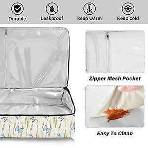 Kcldeci Insulated Thermal Food Carrier Insulated Casserole Carrier for Hot or Cold Food,Watercolor Butterfly Insulated Tote Bag for Potluck Cookouts Parties Picnic,Lasagna Lugger