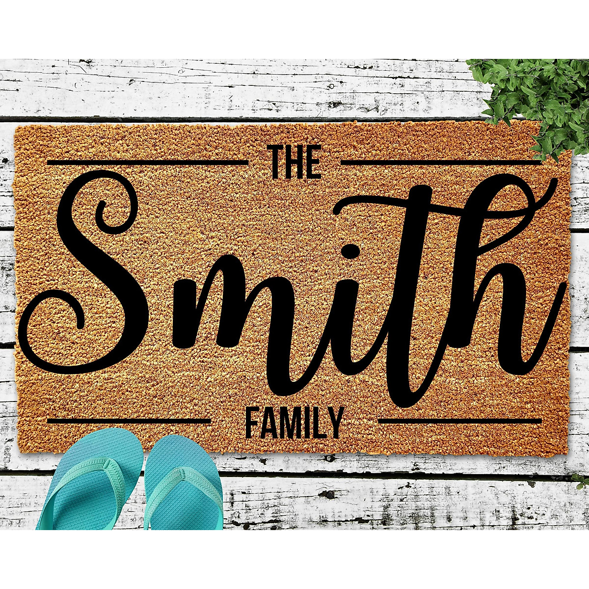 Custom Family Name Door Mat | Wedding Gift | Personalized Custom Doormat | Closing Gift | Welcome Doormat | Front Door Mat | Monogram Rug (24x16)