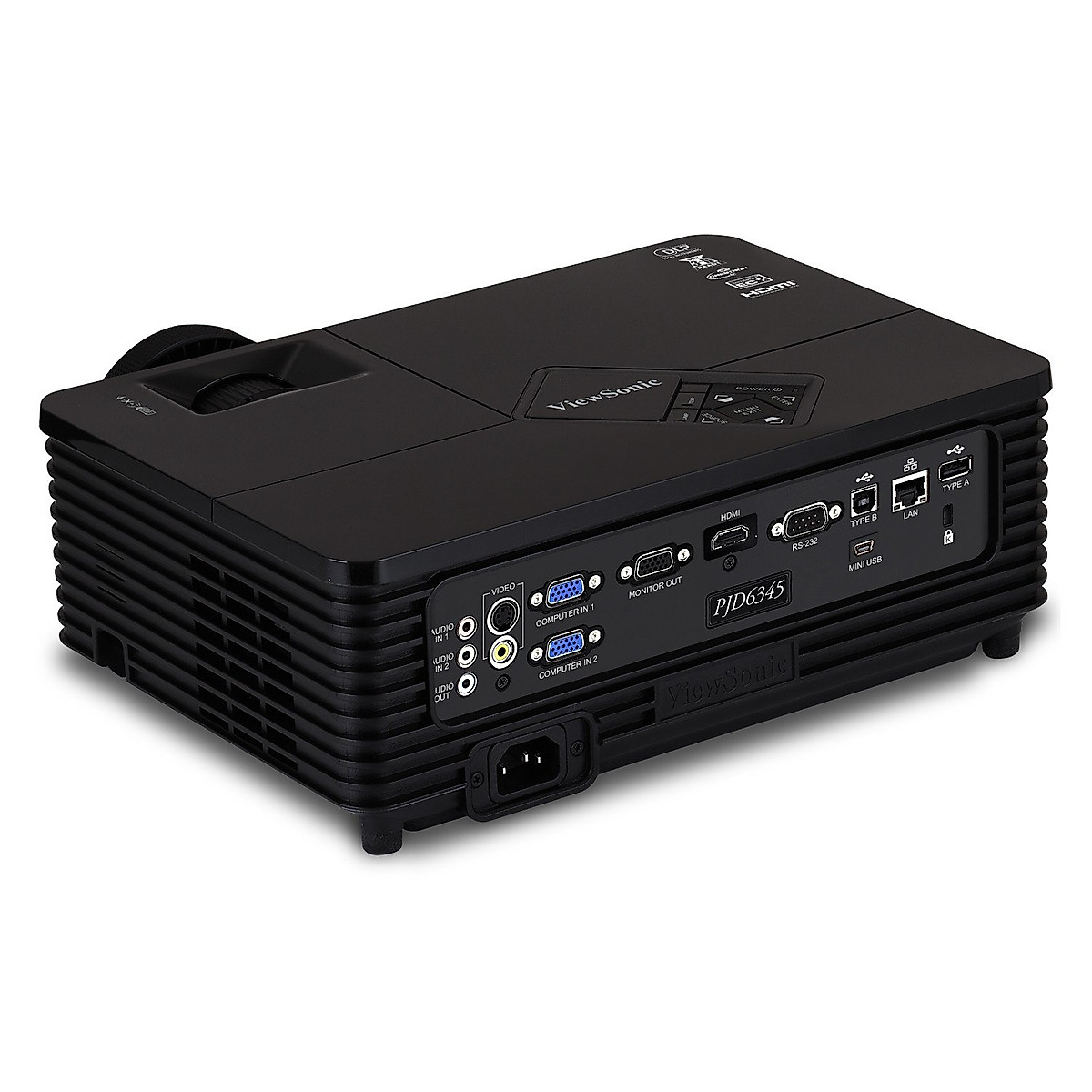 ViewSonic PJD6345 XGA 1024x768 DLP Projector with LAN Control, Wired and Wireless LAN Display (Black)